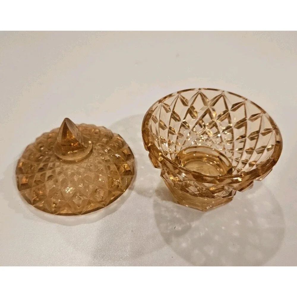 Wheaton | Accents | Antique Boyd Glass Amber Orange Vaseline Depression ...